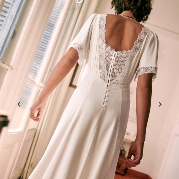 Sezane | Dresses | Sezane Dress Megan Chantilly Lace Embroidered ...